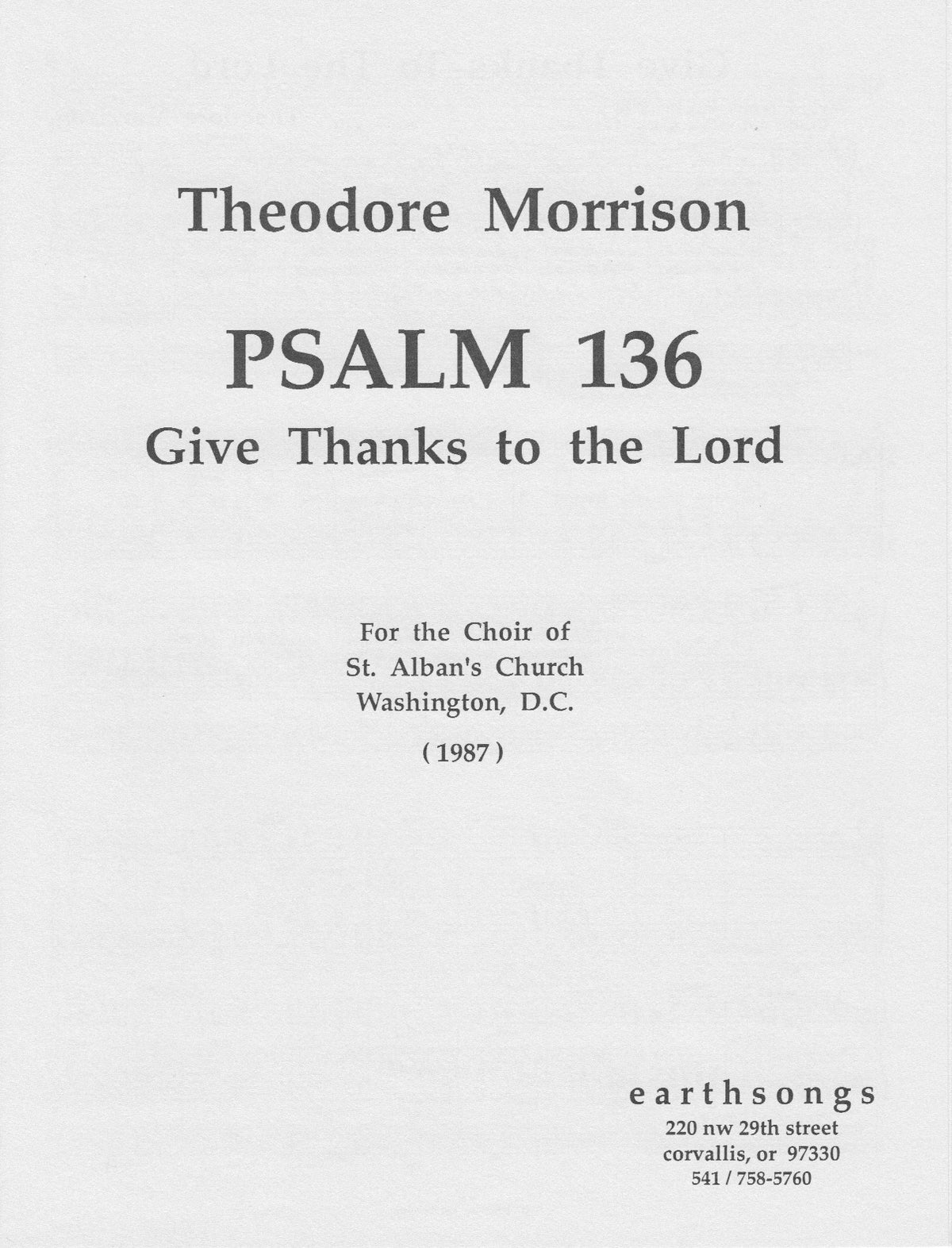 Psalm 136 - Give Thanks to the Lord– Musical Resources