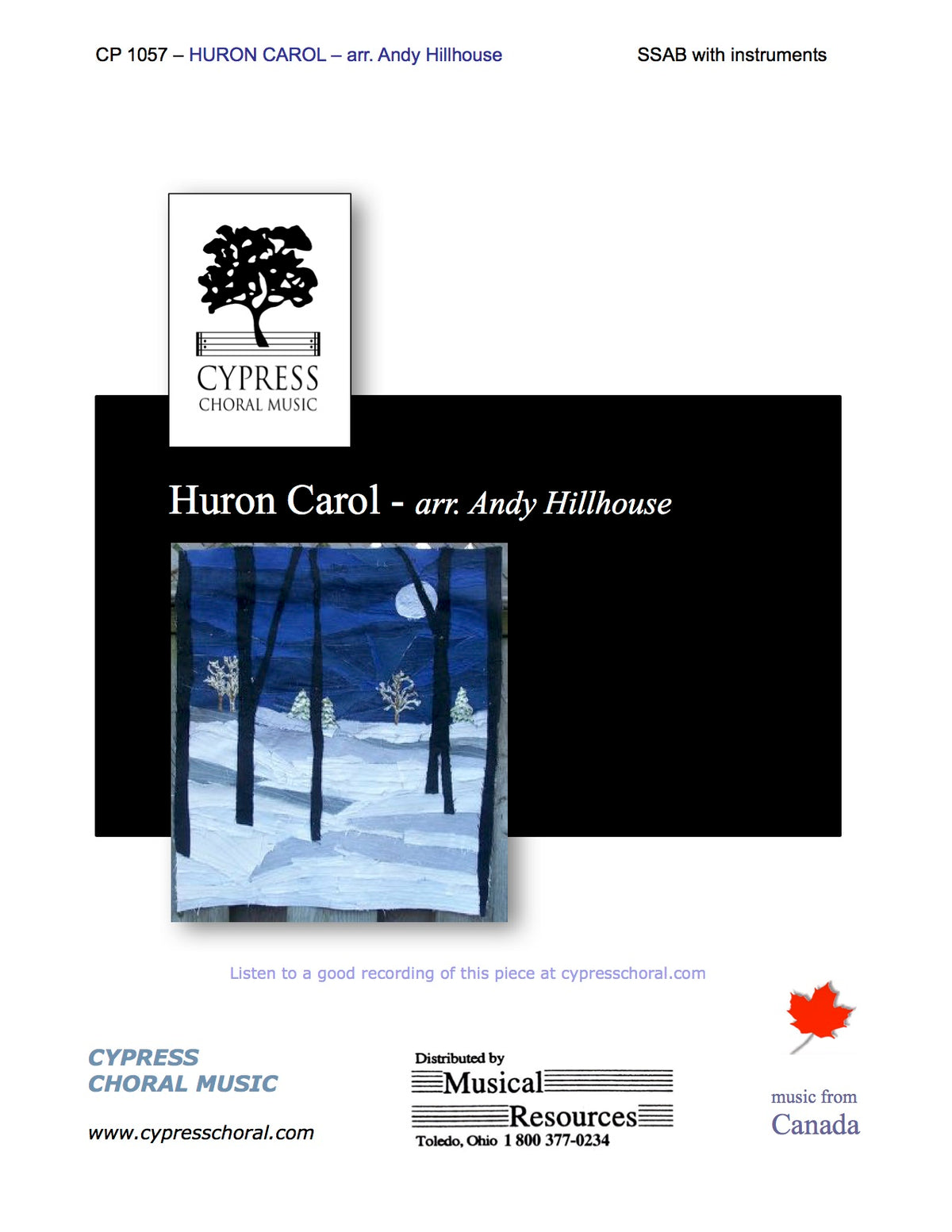Huron Carol– Musical Resources