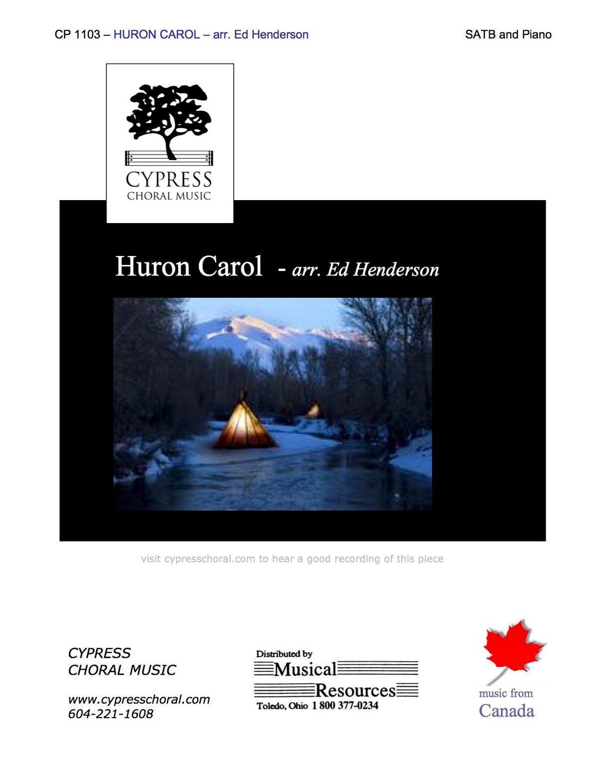 Huron Carol– Musical Resources