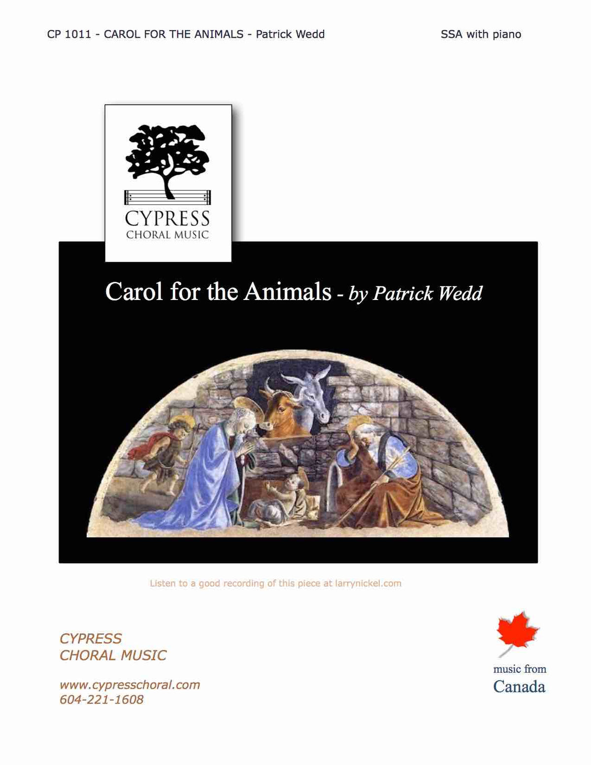 Carol for the Animals– Musical Resources