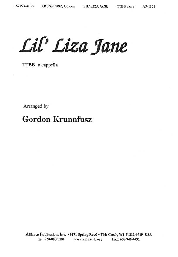 Lil Liza Jane– Musical Resources