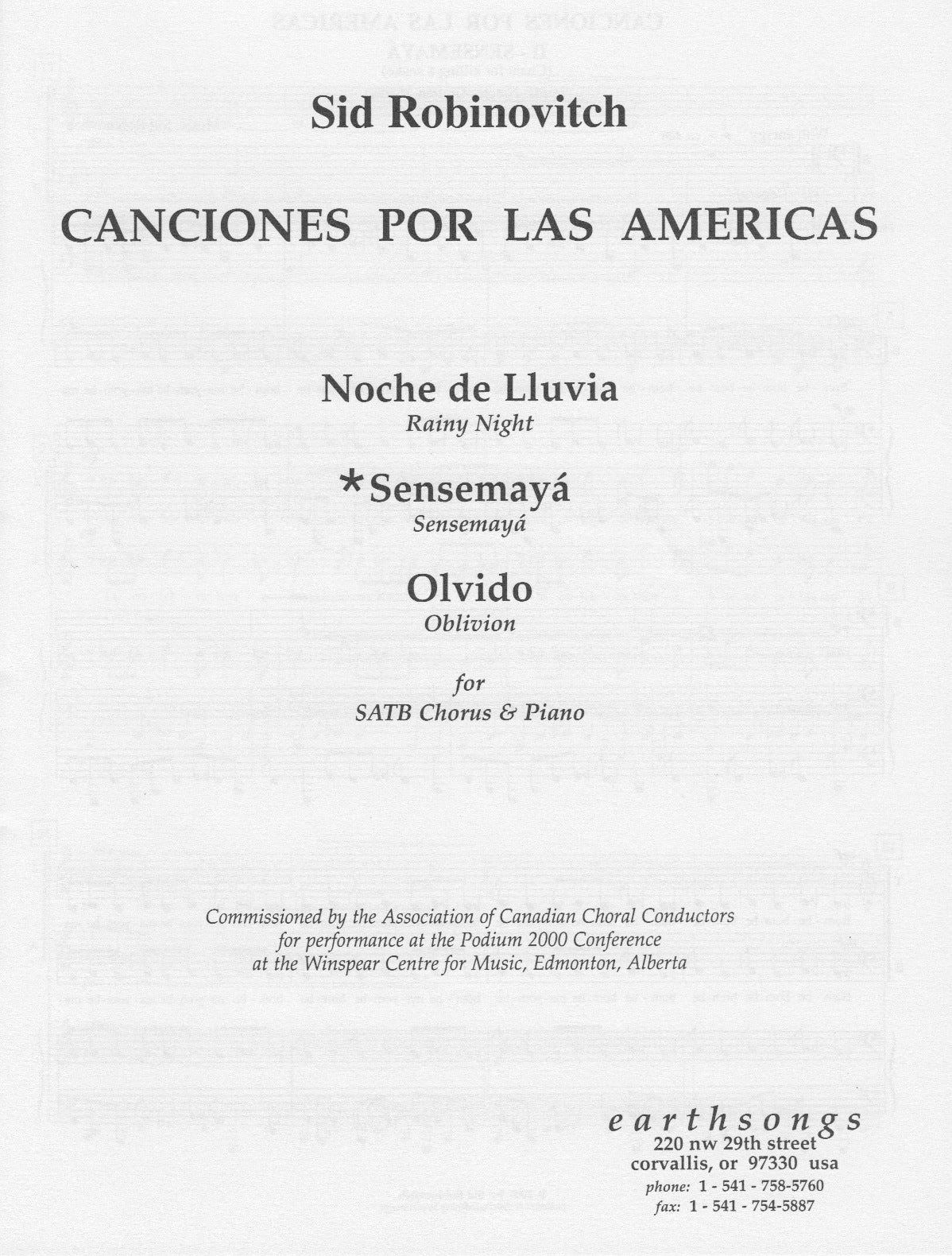 Sensemaya (#2 from Canciones Por Las Americas)– Musical Resources