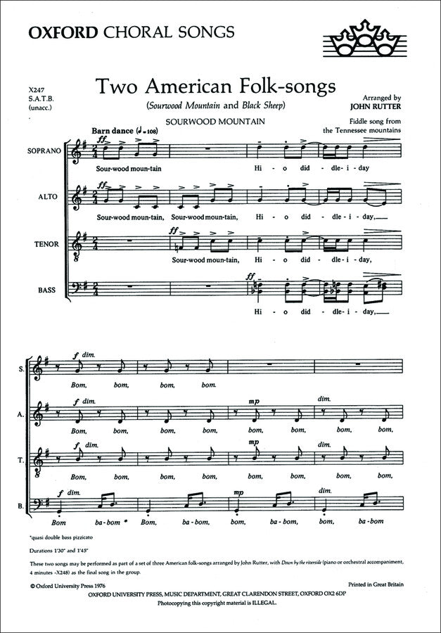 Two American Folk-songs– Musical Resources