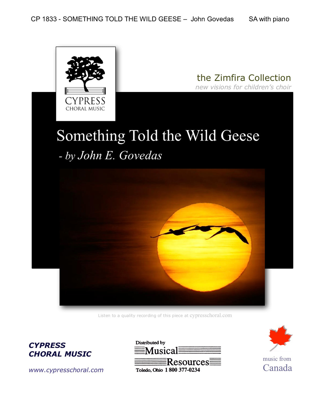 Something Told the Wild Geese– Musical Resources